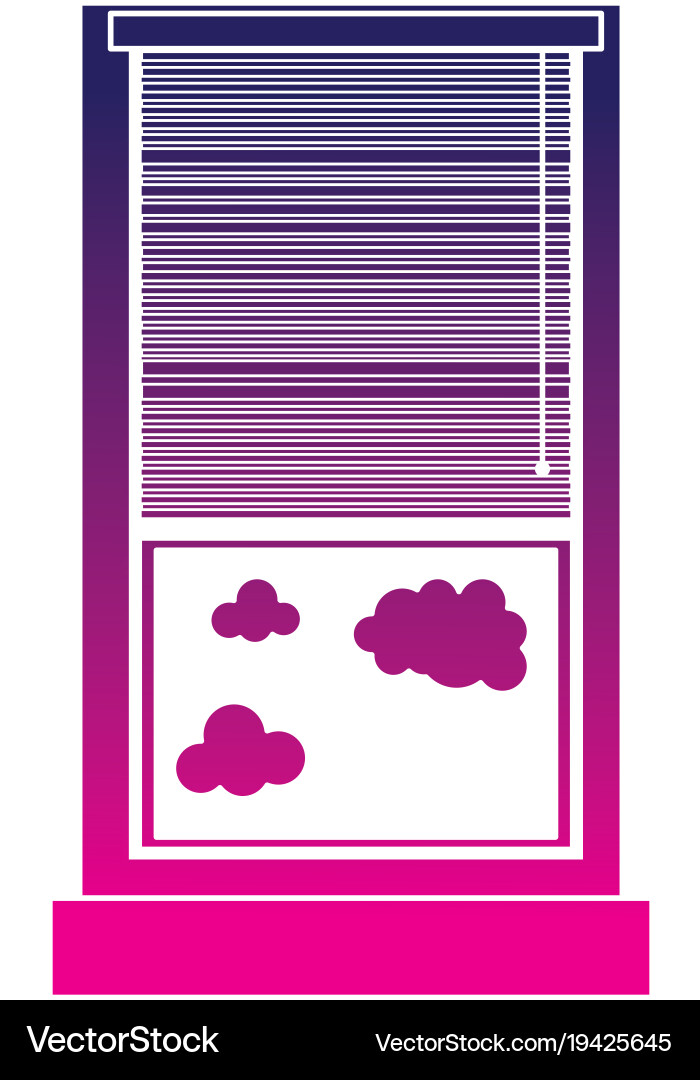 Silhouette window with curtain blind open and Vector Image