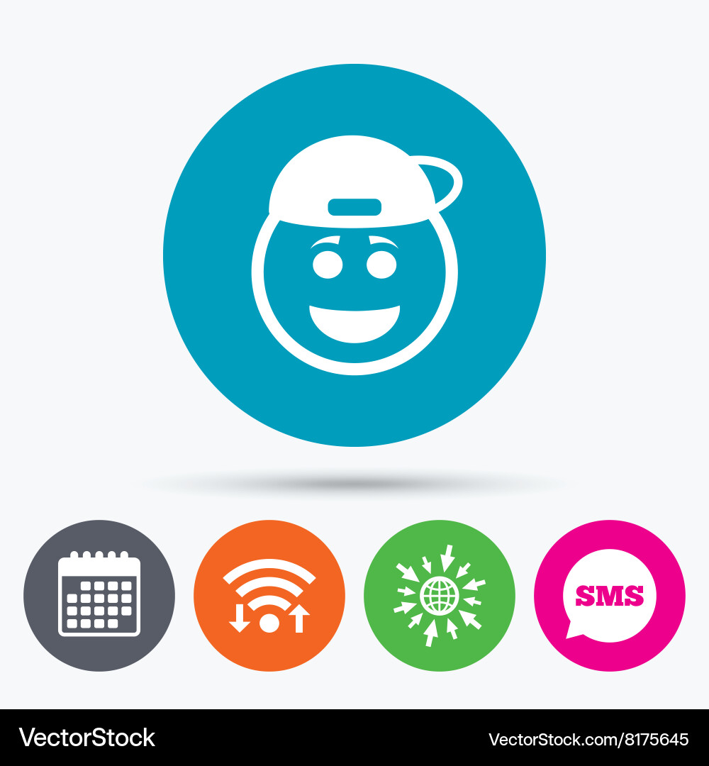 Smile rapper face icon smiley symbol Royalty Free Vector