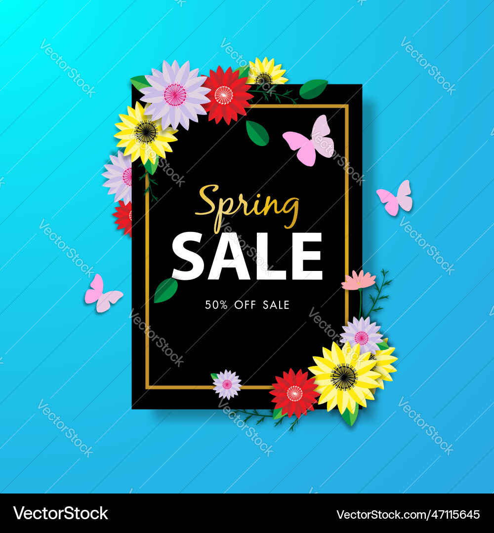 Spring sale background with beautiful flower Vector Image