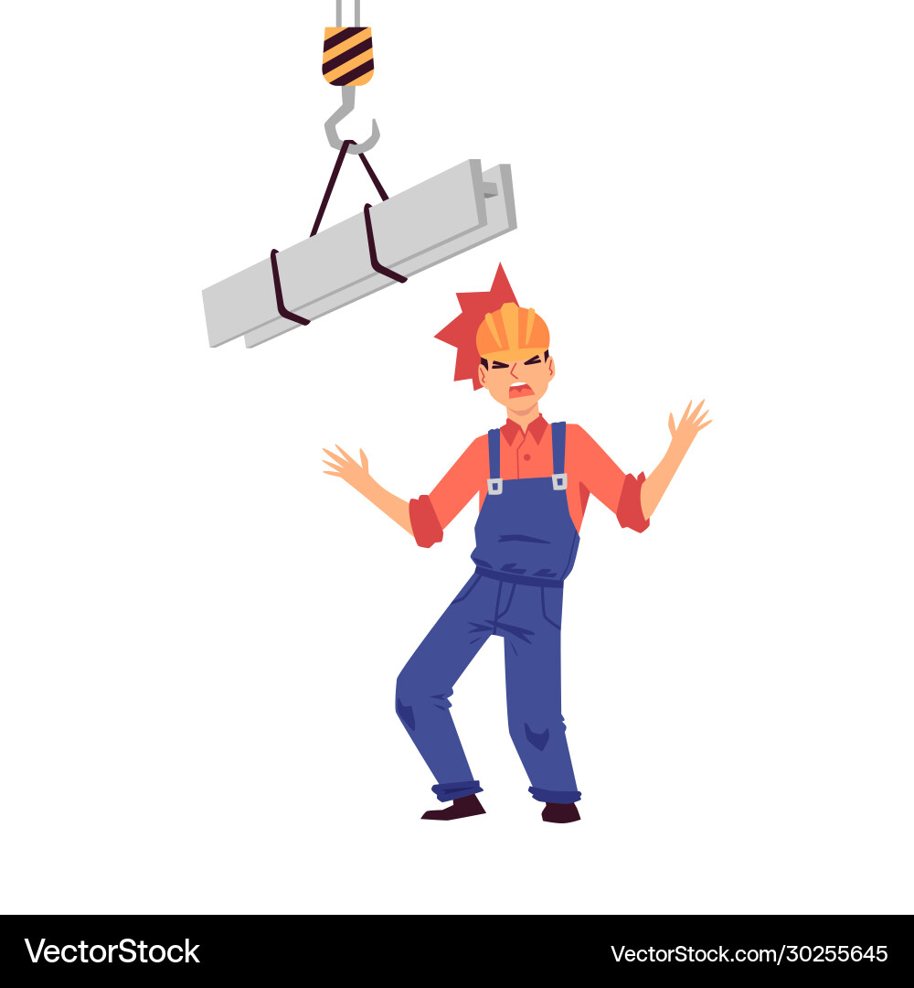 Work injury to head man builder and worker in Vector Image