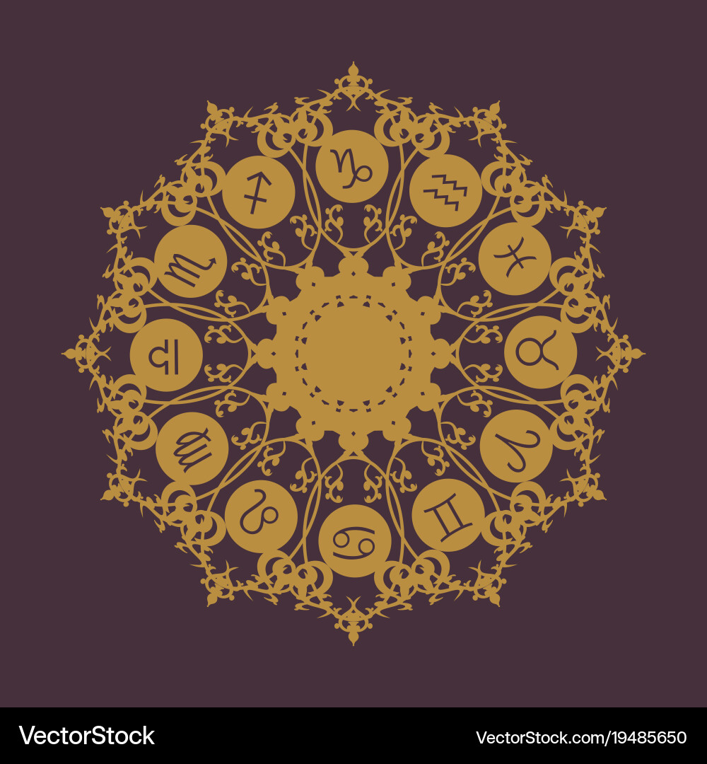 Astrology symbols in circle Royalty Free Vector Image