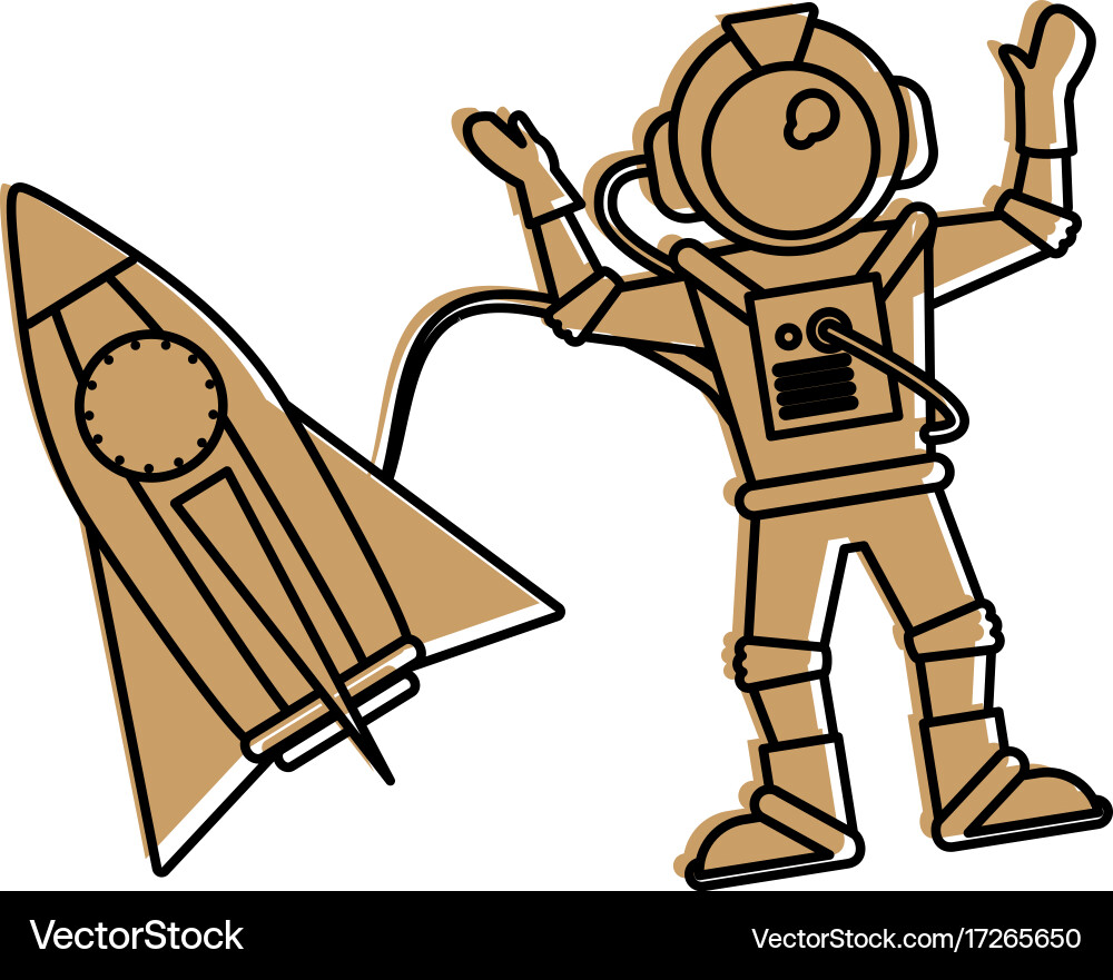 Astronaut hand up with rocket icon imag Royalty Free Vector