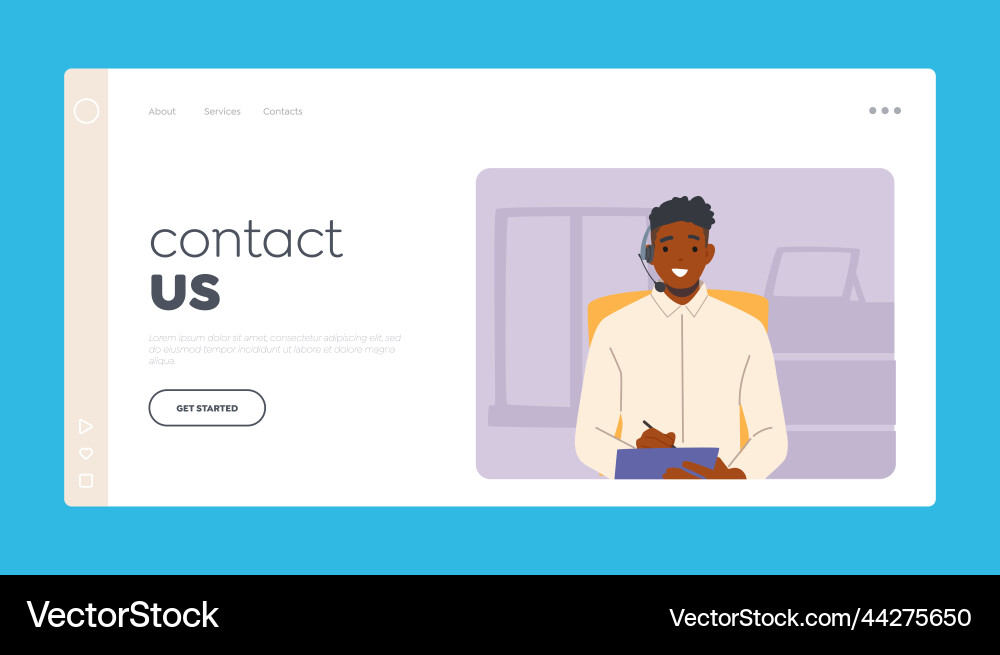 Call center landing page template customer Vector Image