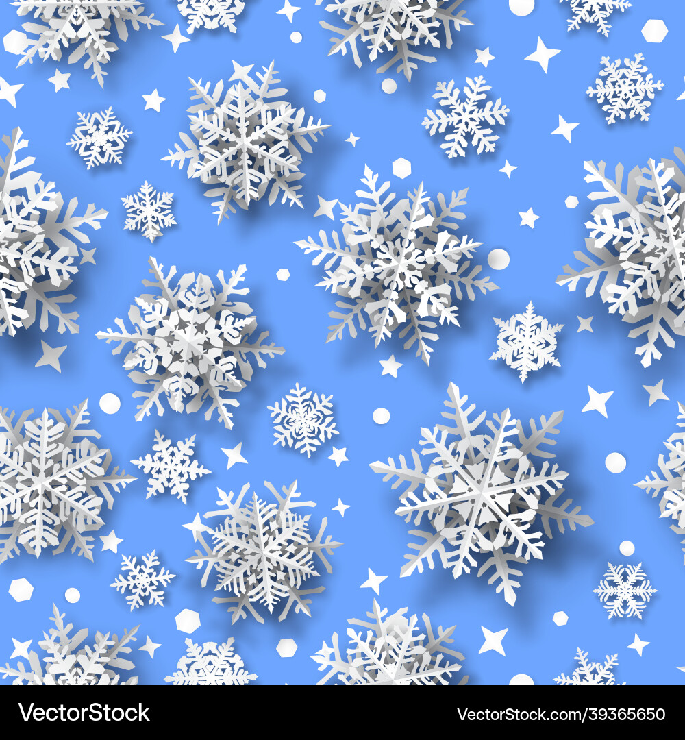 Christmas seamless pattern with paper snowflakes Vector Image