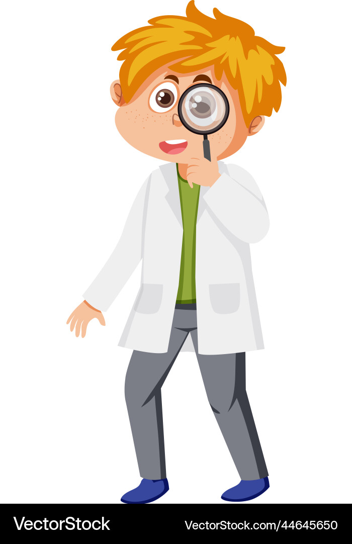 Cute scientist boy cartoon character Royalty Free Vector