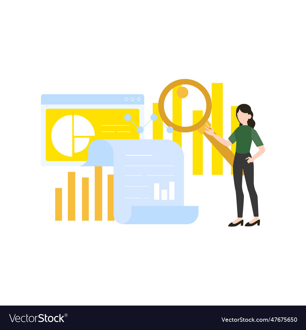 Girl is analyzing the data Royalty Free Vector Image