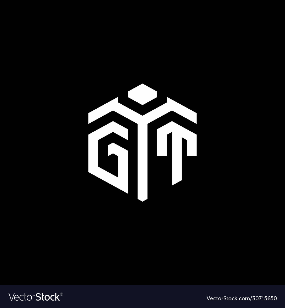 Gt monogram logo with abstract hexagon style Vector Image