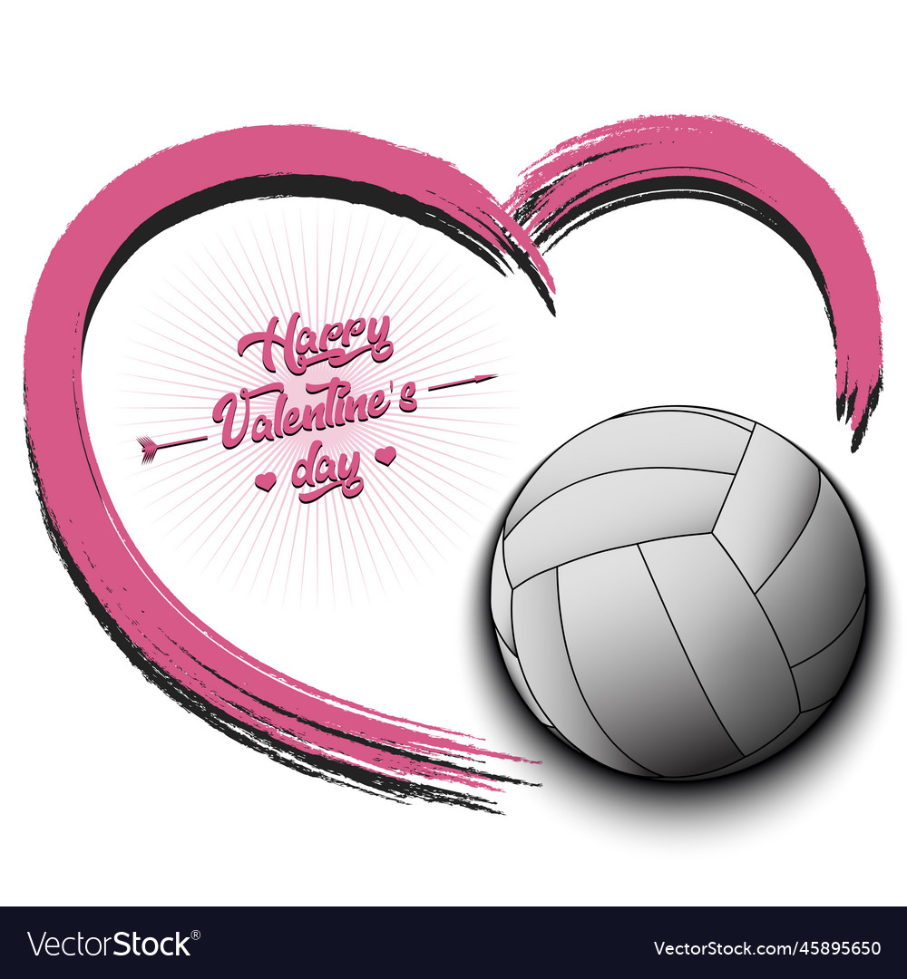 Happy valentines day volleyball ball and heart Vector Image