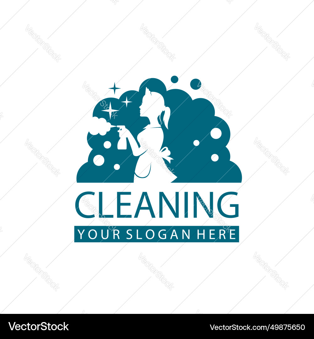House maid lady emblem Royalty Free Vector Image
