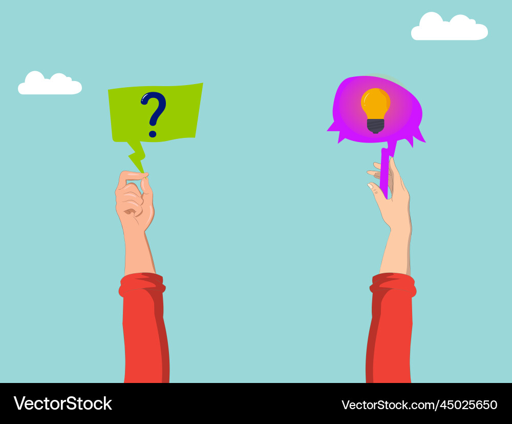 Question and answer businessman hand holding Vector Image