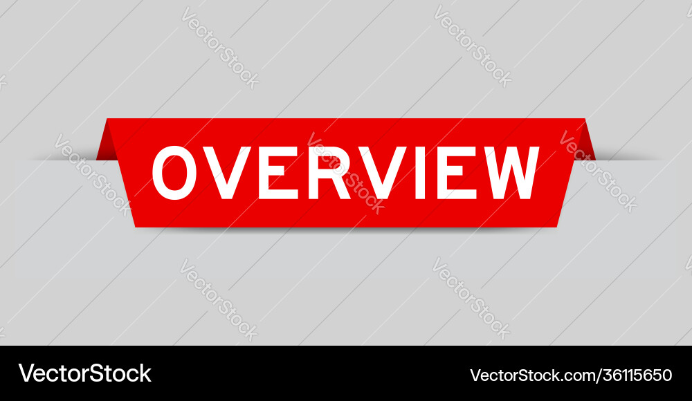 Red color inserted label with word overview on Vector Image