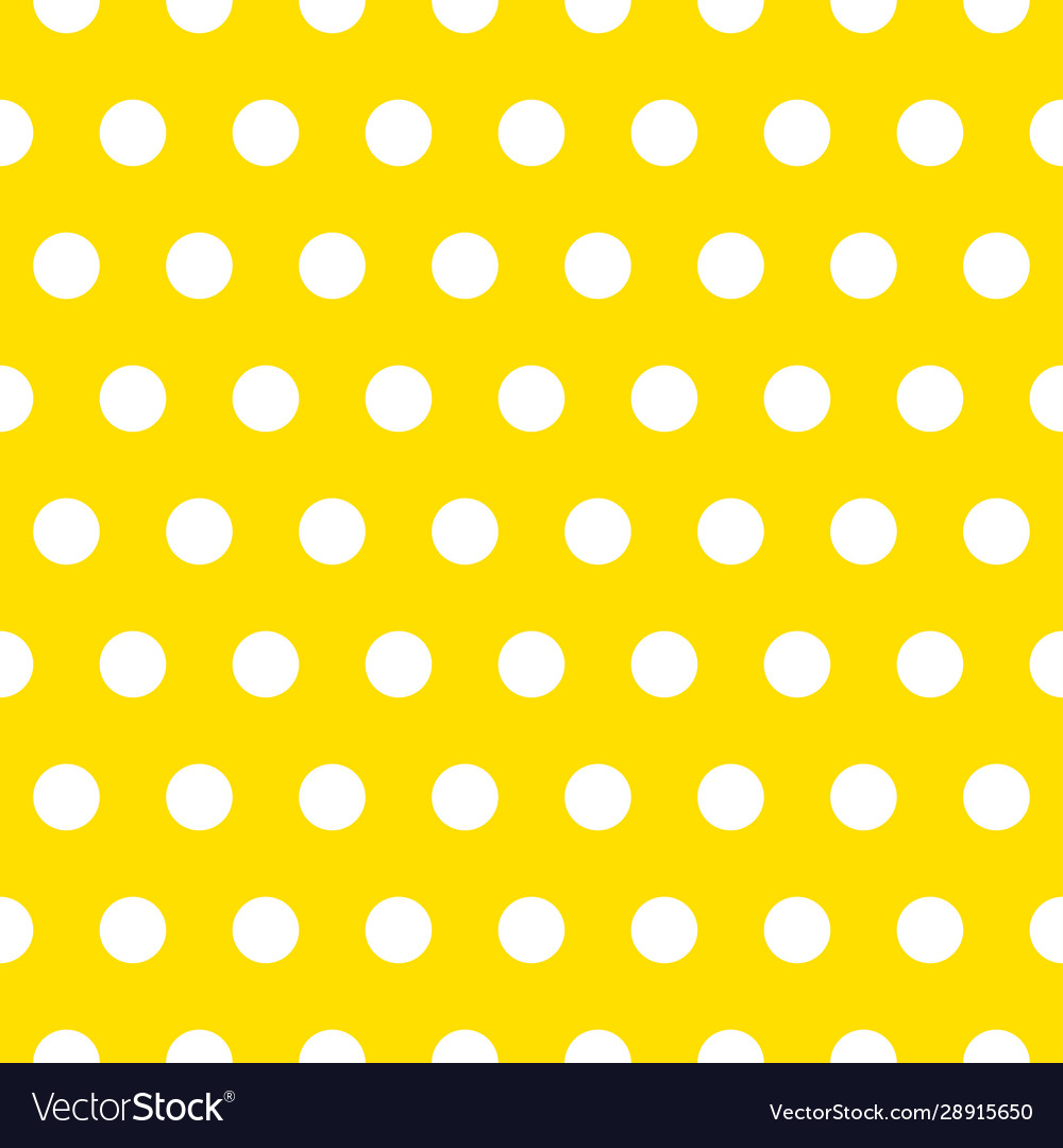 White retro polka dot pattern on yellow background