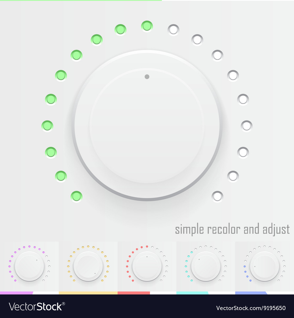White technology music button volume knob Vector Image