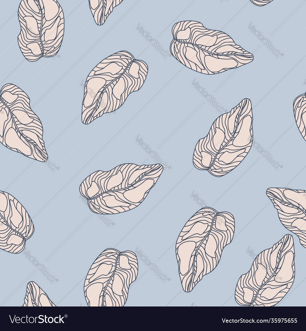 Abstract seamless doodle pattern with random leaf Vector Image