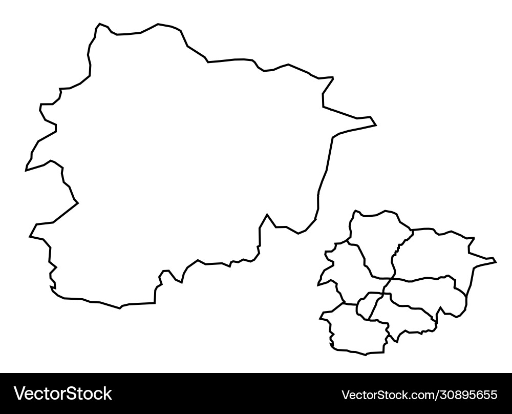 Andorra outline map administrative regions Vector Image