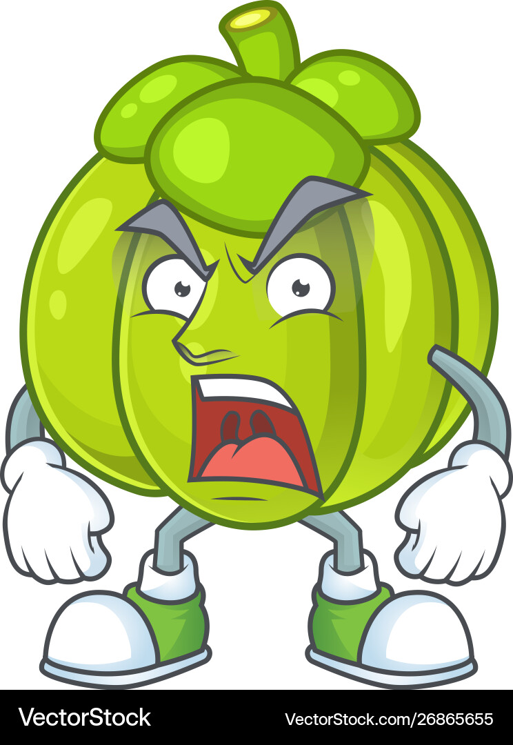 Angry green pumpkin ripe on a white background Vector Image