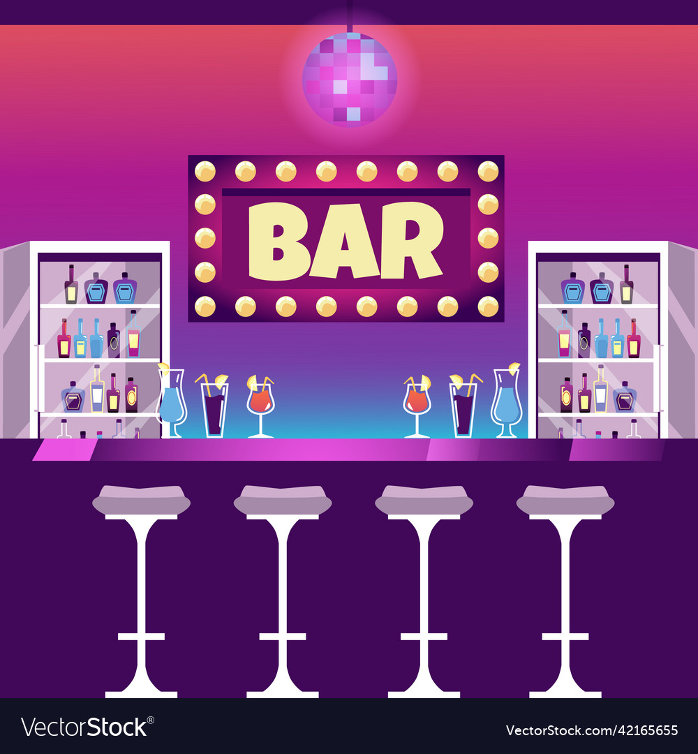 Bar establishment empty interior background flat Vector Image