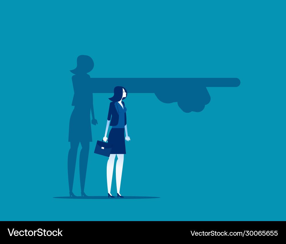 Business woman shadow pointing a direction Vector Image
