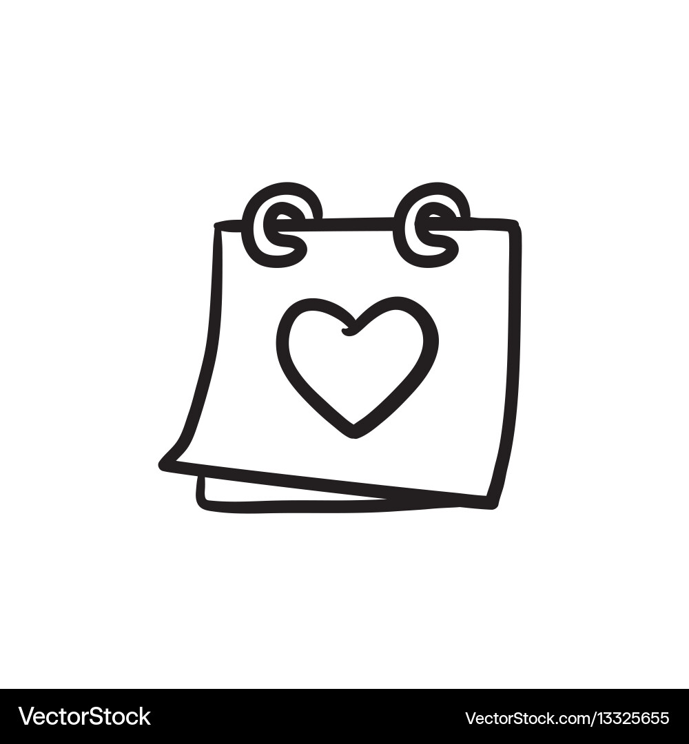 Calendar with heart sketch icon Royalty Free Vector Image