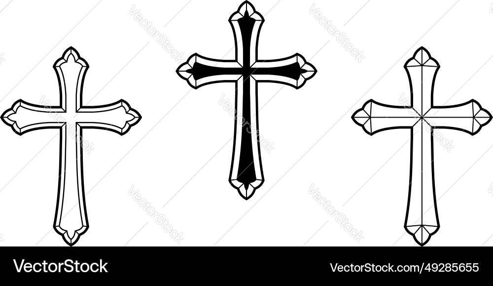 Classic beveled christian cross symbol Royalty Free Vector