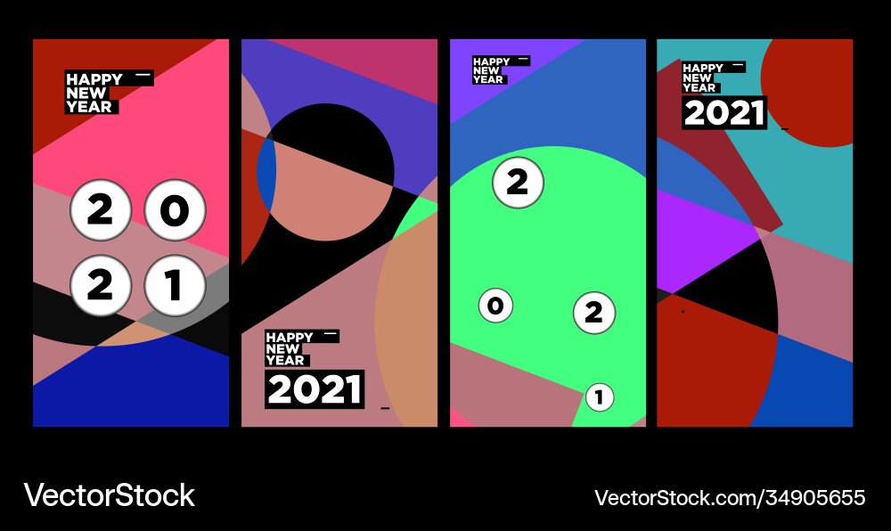 Colorful abstract background set for new year Vector Image