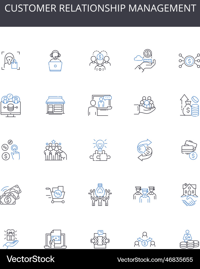 Customer relationship management line icons Vector Image