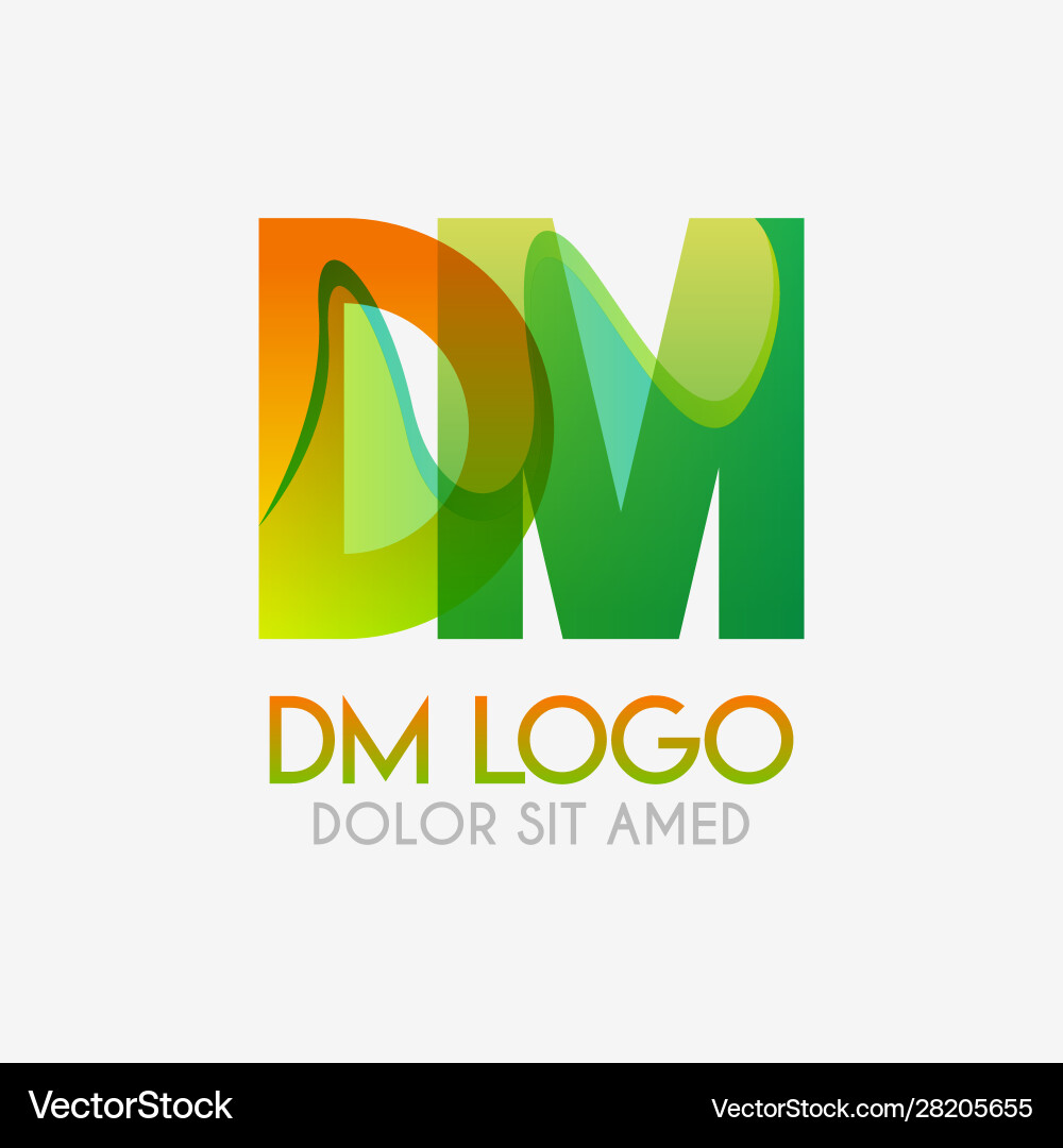Dm logo with striking colors and gradations Vector Image