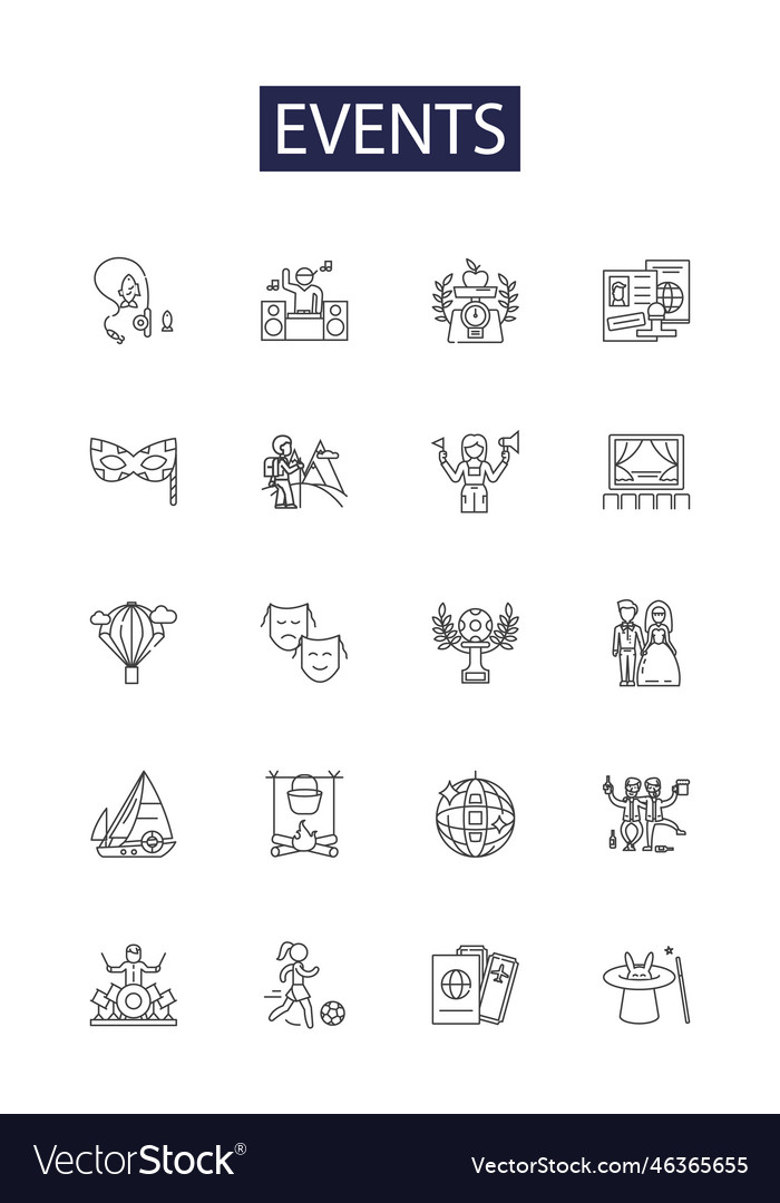 Events line icons and signs people Royalty Free Vector Image