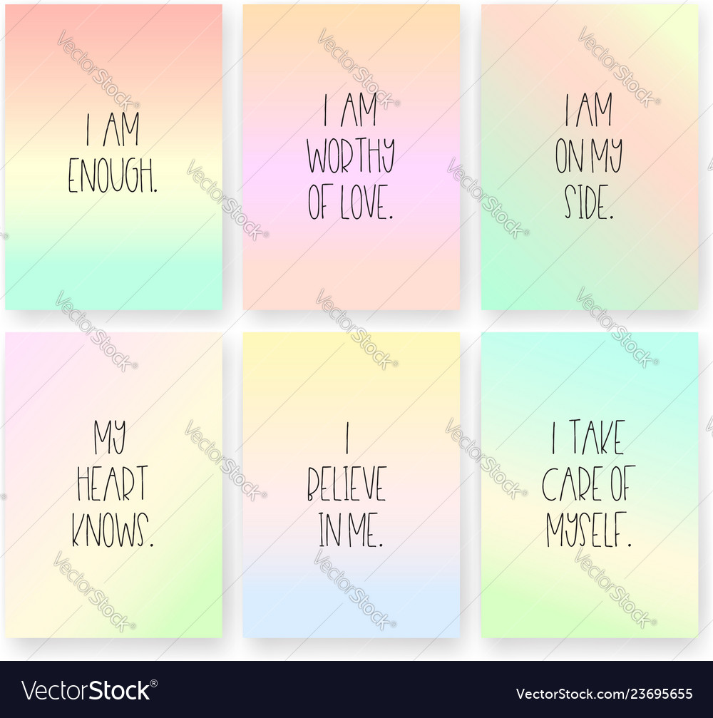 Good vibes affirmations cards self love on Vector Image