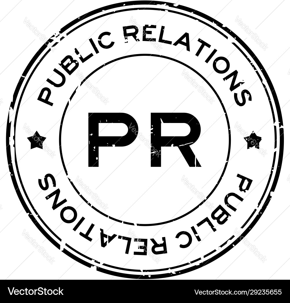 Grunge black pr public relations word round Vector Image