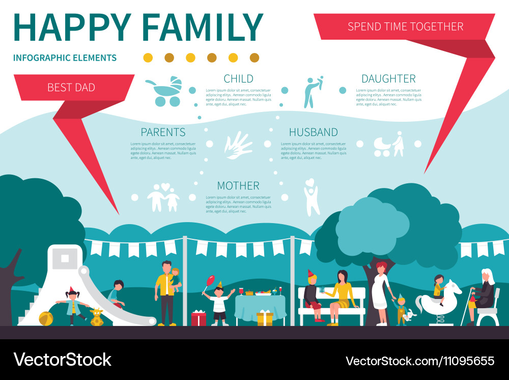 Happy family infographic flat Royalty Free Vector Image