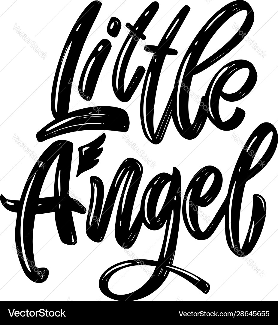 Little angel lettering phrase on white background Vector Image