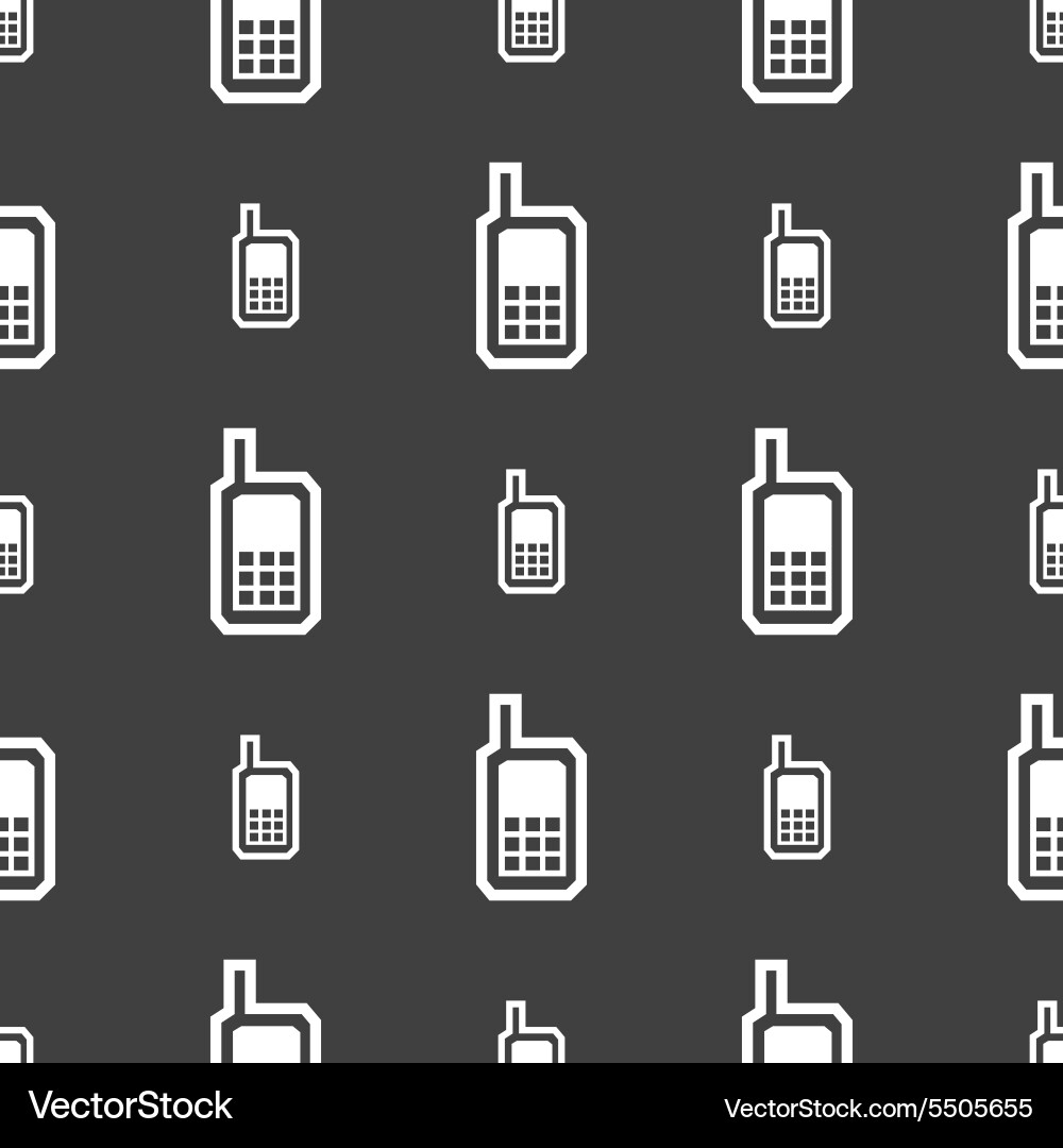 Mobile phone icon sign seamless pattern on a gray Vector Image