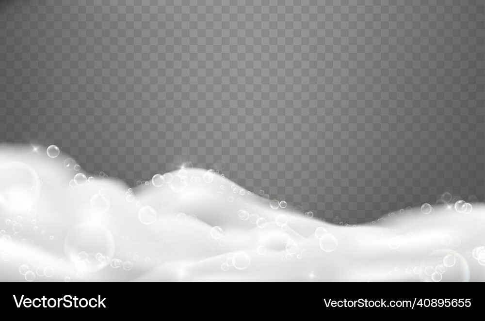 Realistic bathtub foam 3d lather for soapy bathed Vector Image