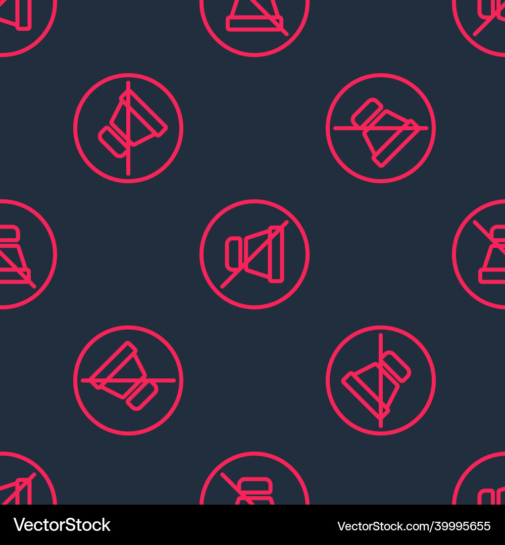 Red line mute microphone icon isolated seamless Vector Image
