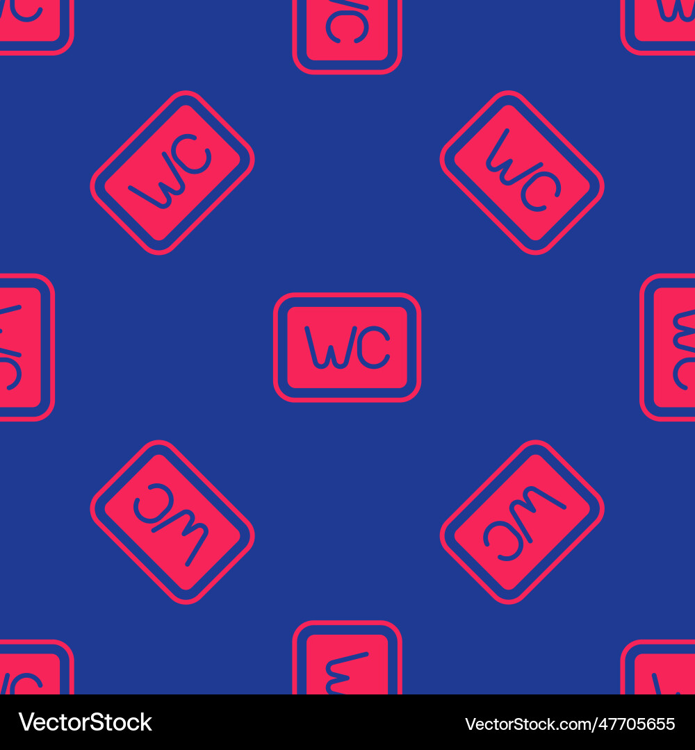 Red toilet icon isolated seamless pattern on blue Vector Image