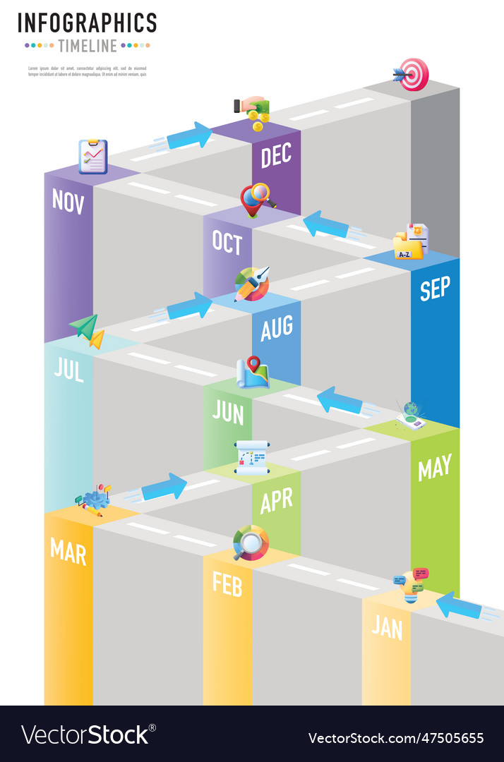 Roadmap isometric timeline infographic Royalty Free Vector