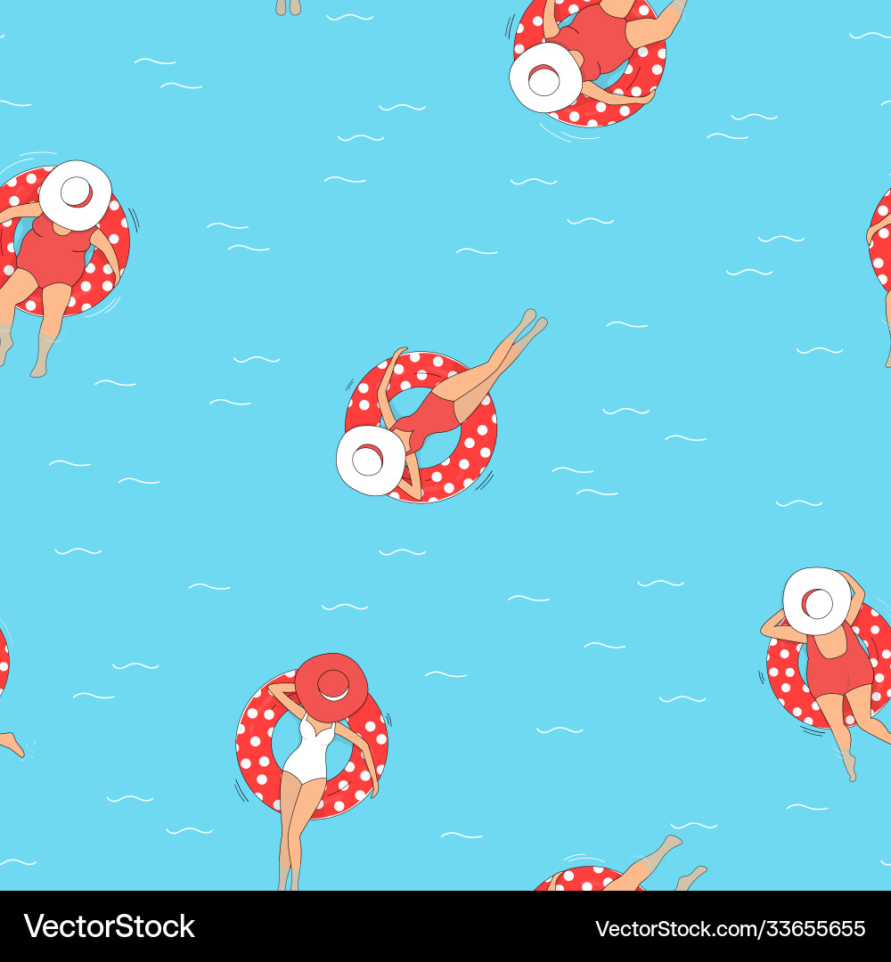 Seamless pattern with women swimming circle Vector Image