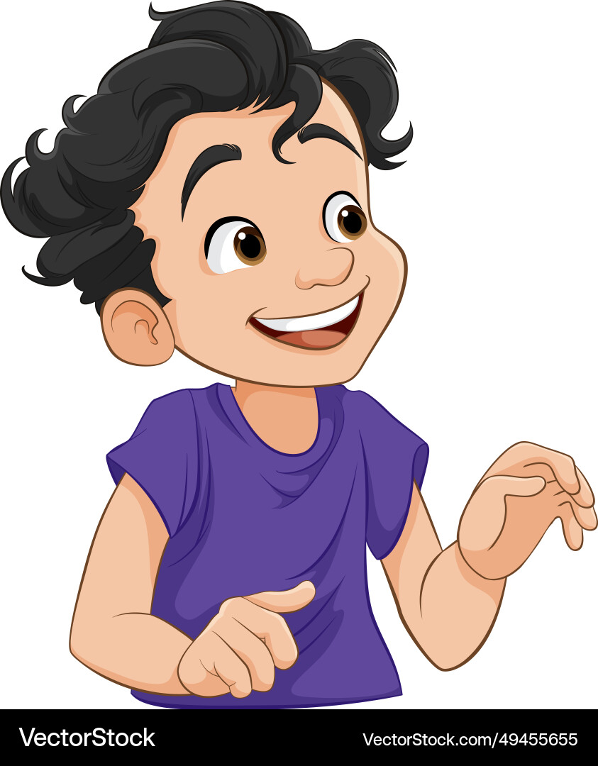 Smiling half-body cartoon boy character Royalty Free Vector