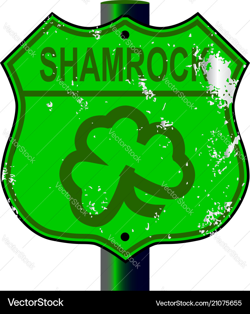 Spoof shamrock route 66 sign Royalty Free Vector Image