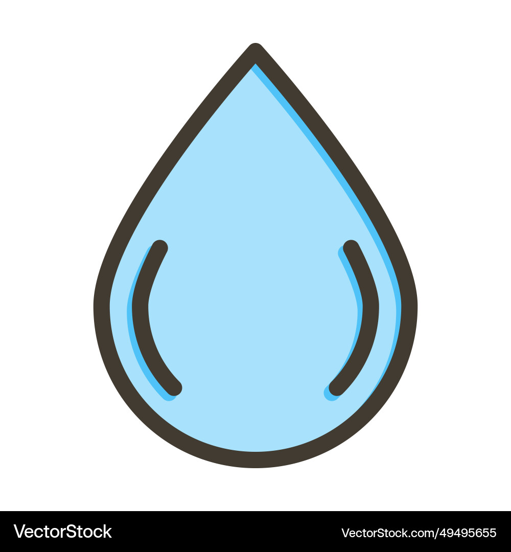 Water drop thick line filled colors icon Vector Image