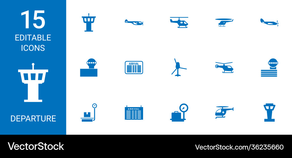 15 departure icons Royalty Free Vector Image - VectorStock