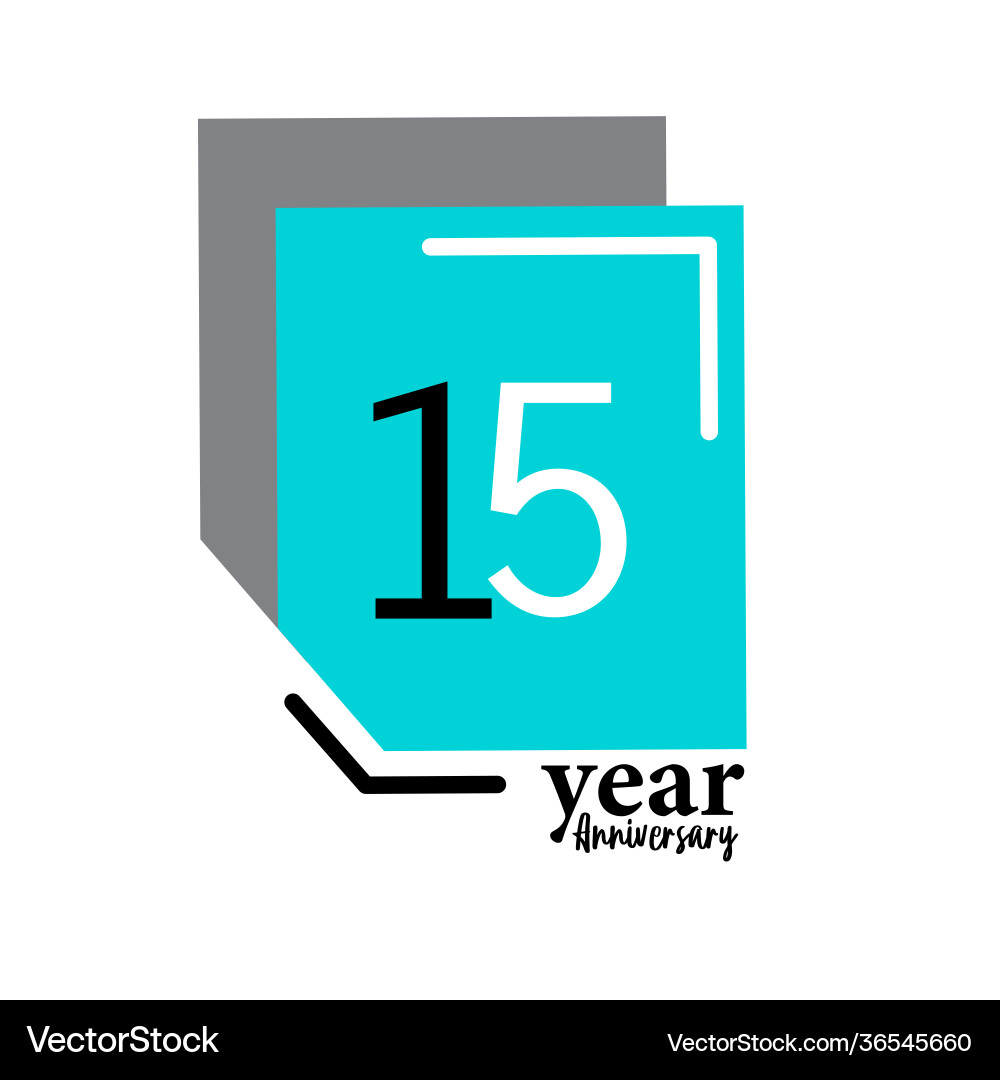 15 year anniversary template design blue box Vector Image