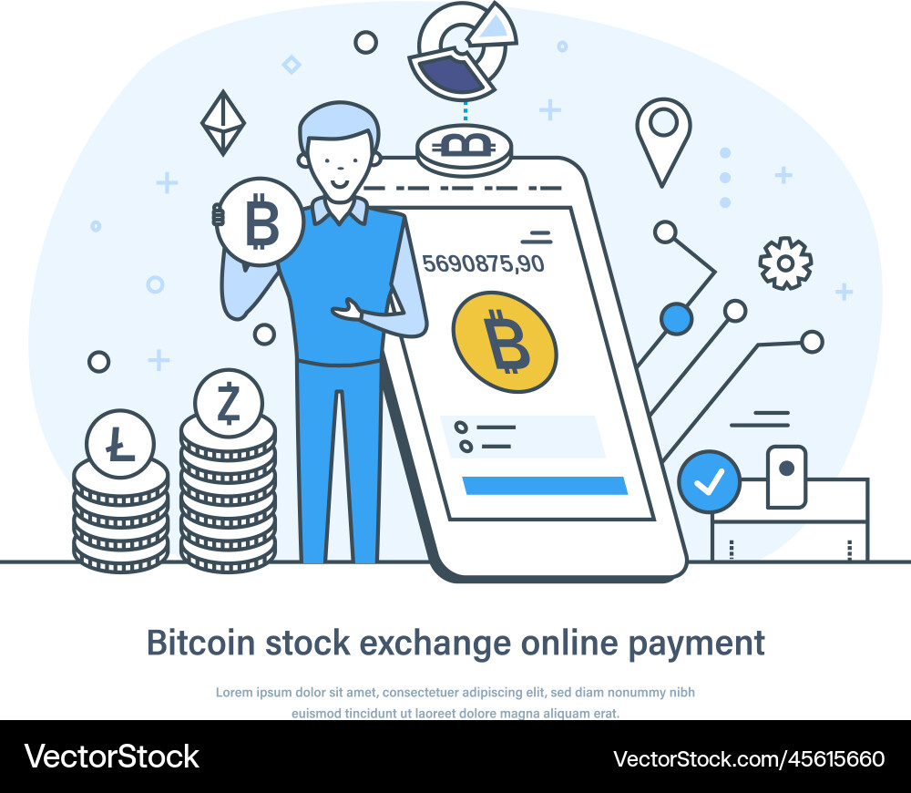 Bitcoin stock exchange online payment digital Vector Image