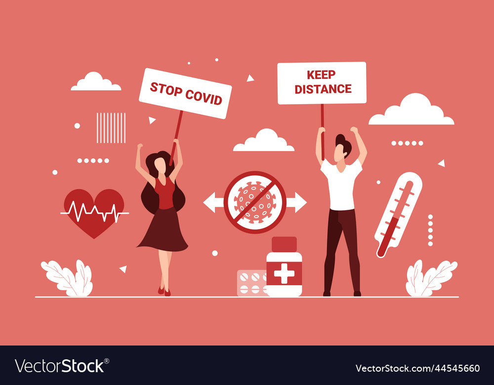 Distance to avoid corona virus covid19 warning Vector Image