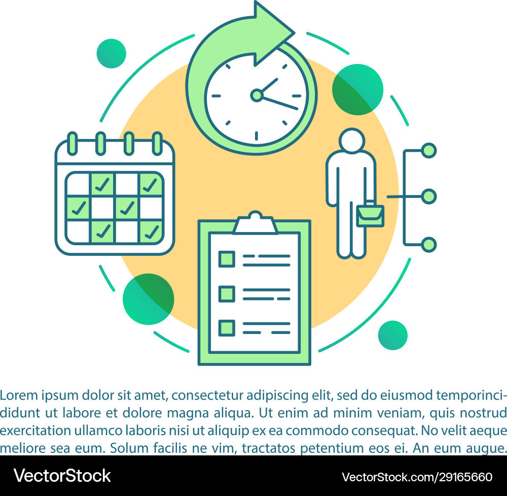 Employee work schedule and shifts article page Vector Image