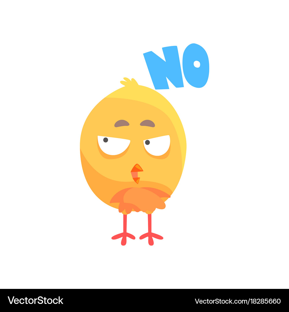 Funny puzzled cartoon comic chicken with phrase Vector Image