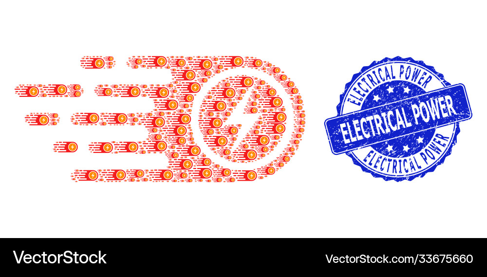 Grunge electrical power round watermark Royalty Free Vector