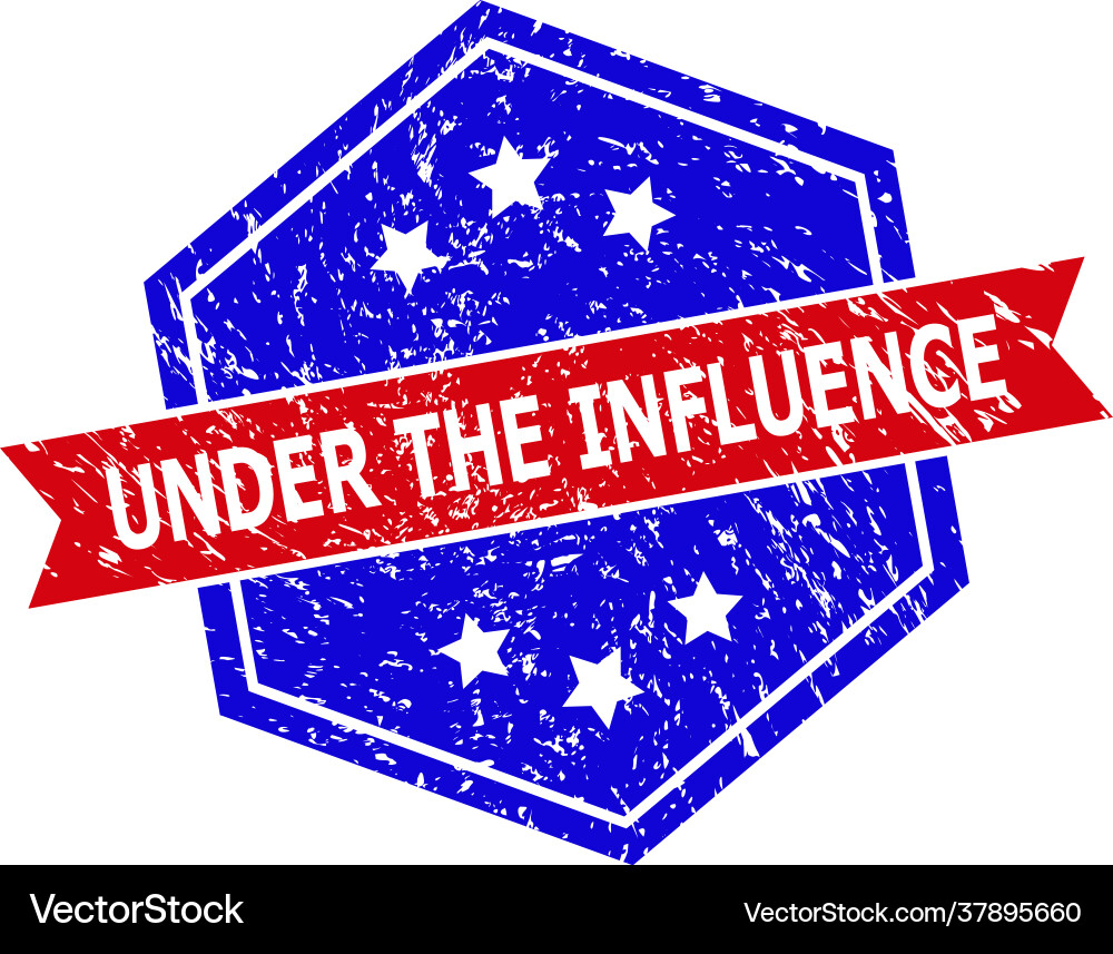 Hexagon bicolor under the influence rubber stamp Vector Image