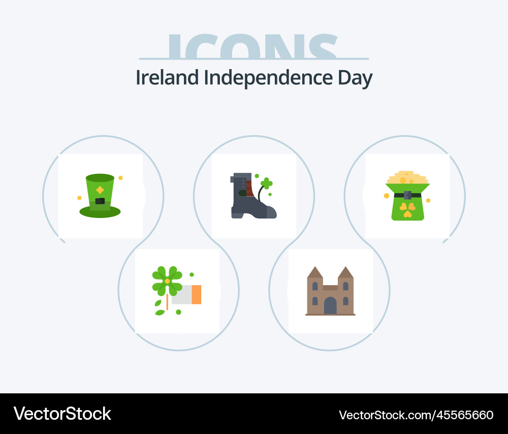 Ireland independence day flat icon pack 5 icon Vector Image